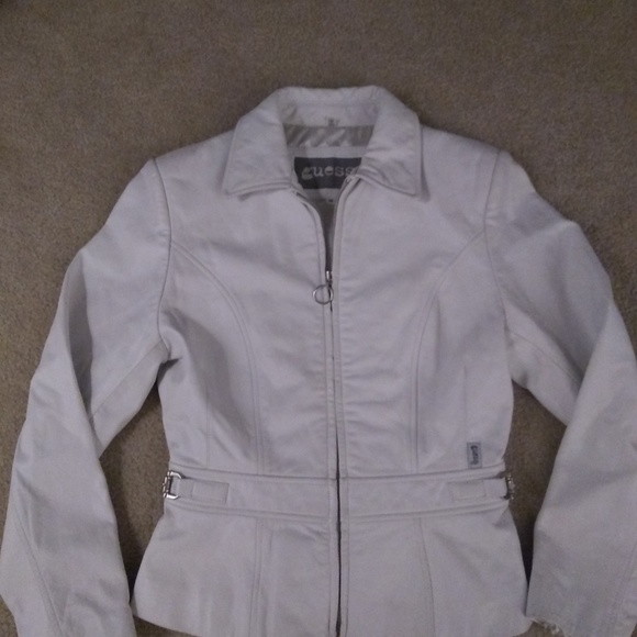 Guess by Marciano | Jackets & Coats | Guess White Leather Jacket | Poshmark